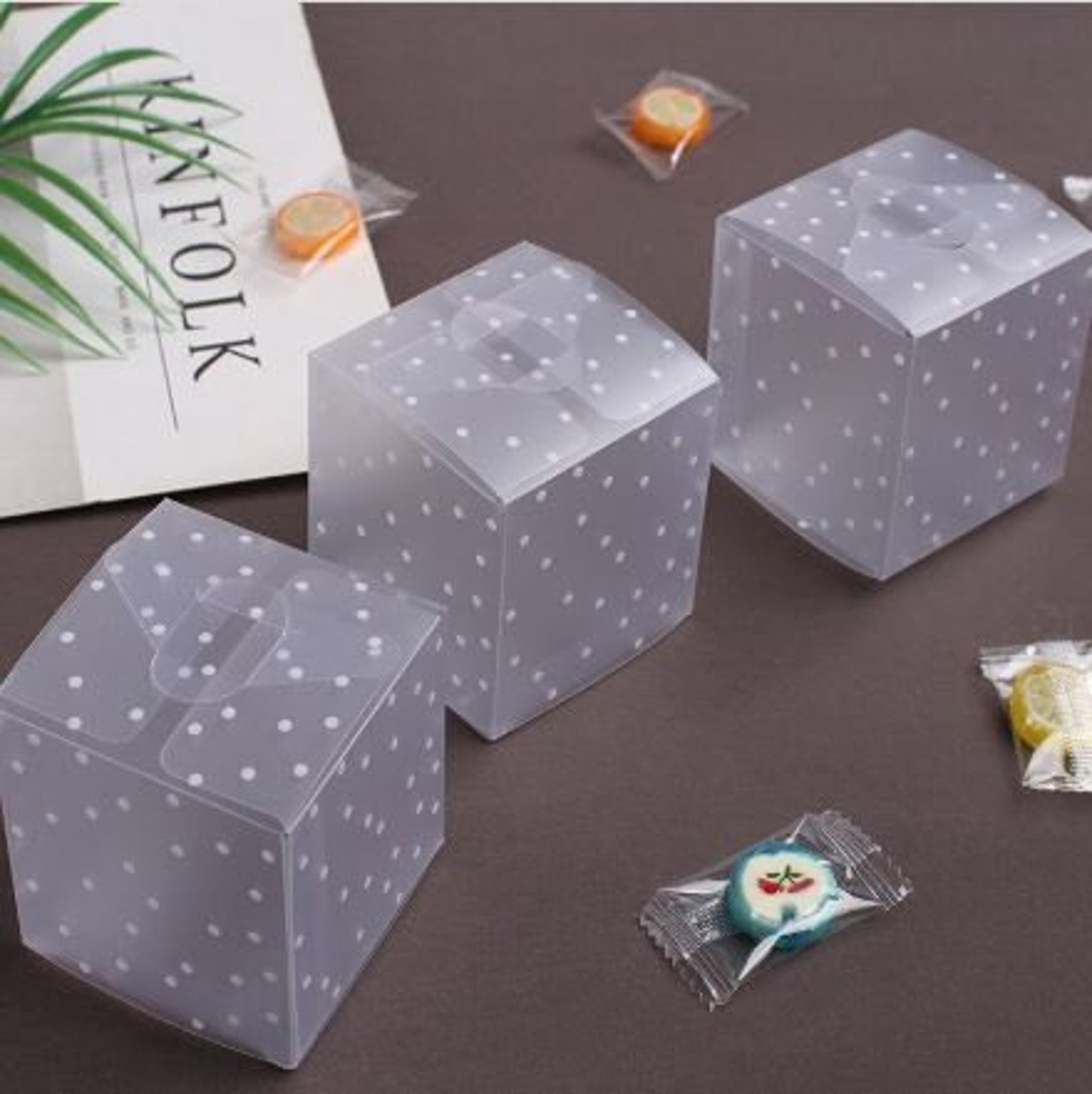 10pcs Frosted Plastic Gift Box White Polka Dots PVC Gift Candy | Etsy