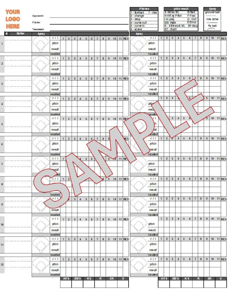Softball Pitch Tracker, Spray Chart & Results. - Etsy