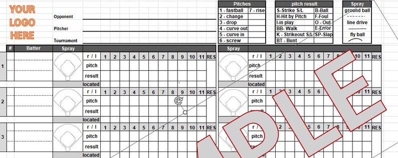 Softball Pitch Tracker, Spray Chart & Results. - Etsy