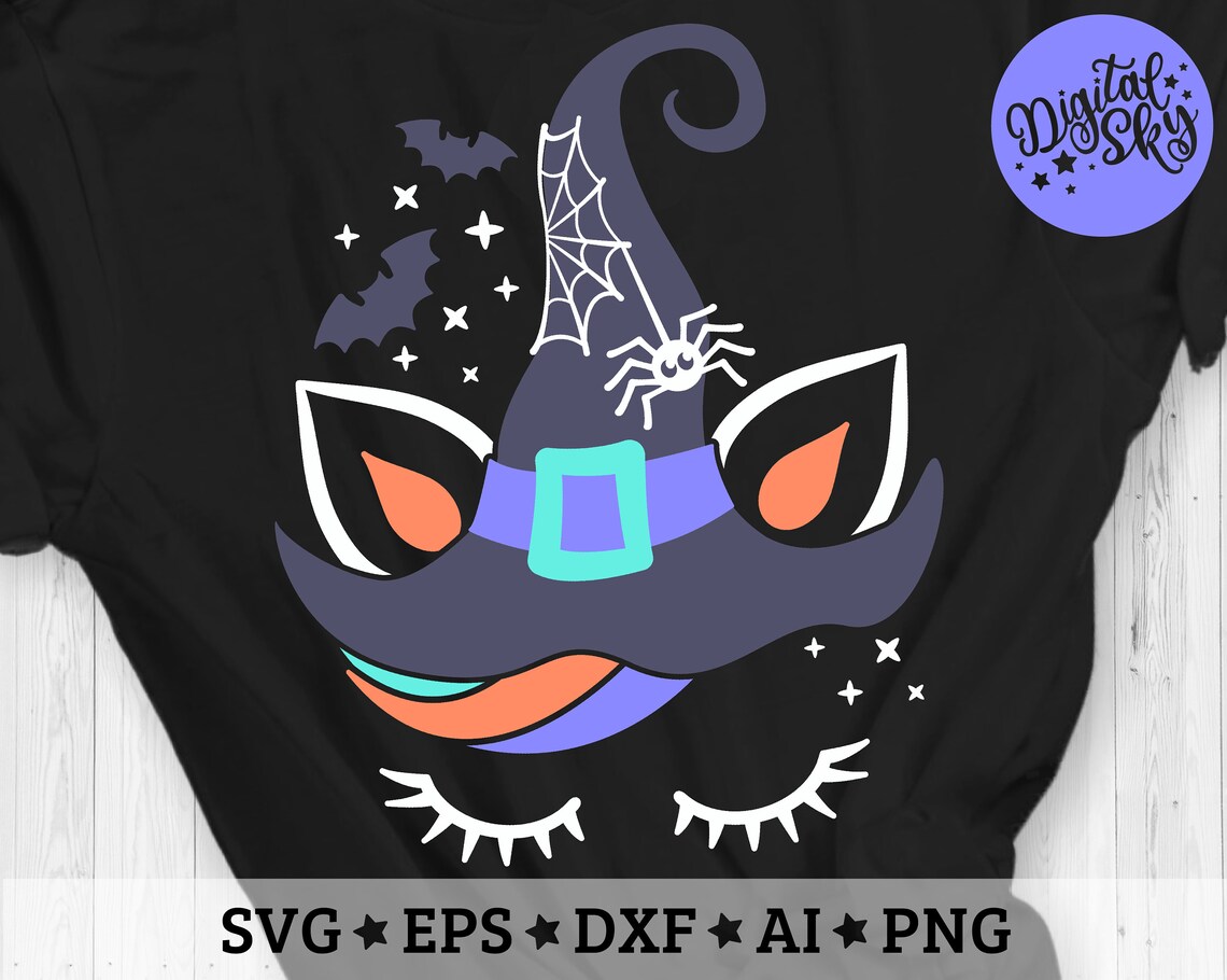 Halloween Unicorn Svg Unicorn Witch Svg Spider Witch Hat | Etsy