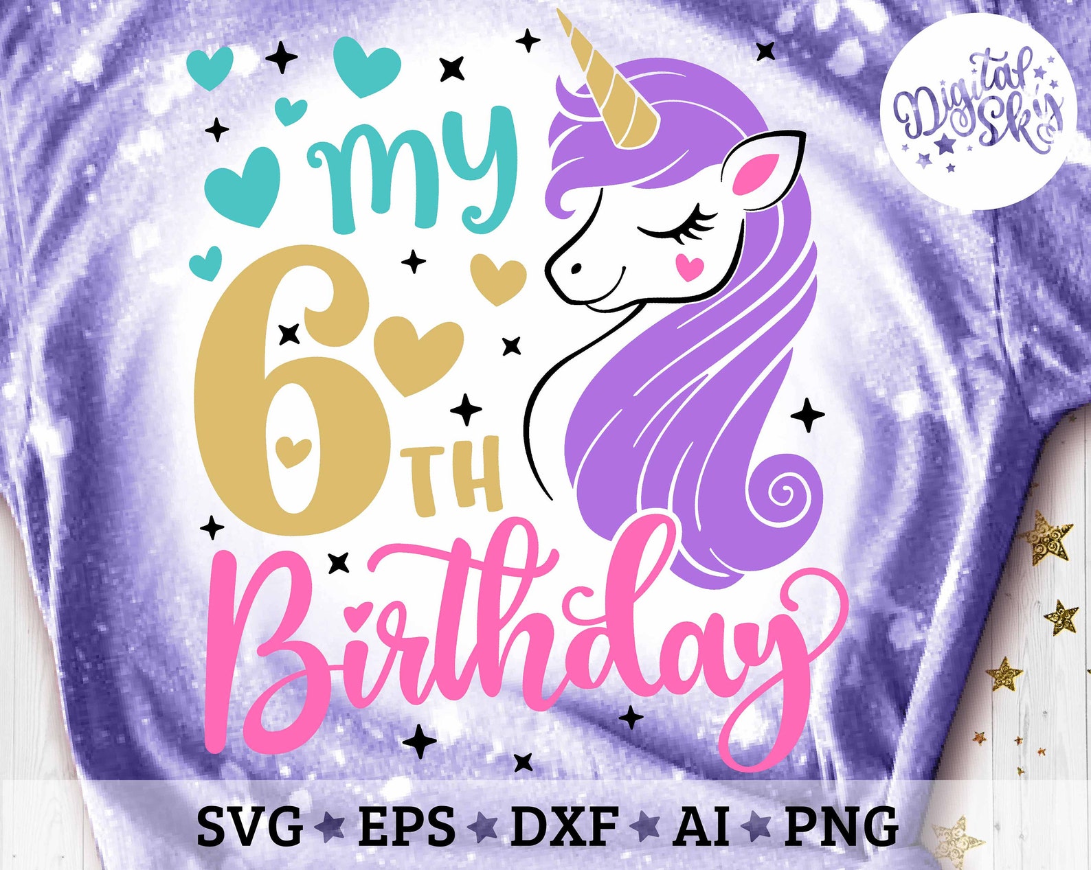 My 6th Birthday Svg Sixth Bday Svg Unicorn Birthday Svg | Etsy