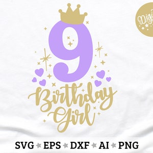 Nine Birthday Svg, Ninth Birthday Svg, 9th Birthday Svg, Number Nine ...