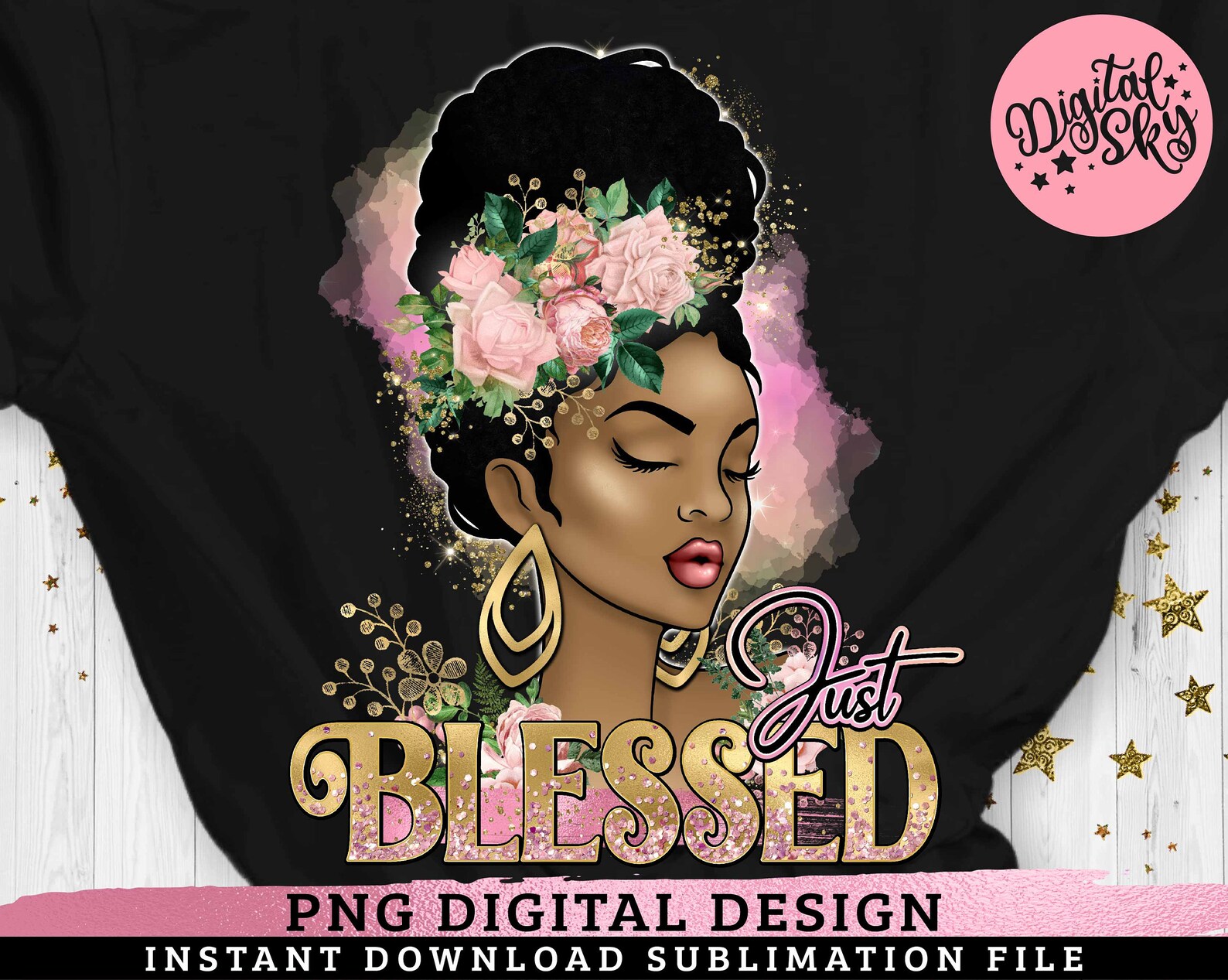 Just Blessed PNG Black Woman Religious PNG She is Strong | Etsy