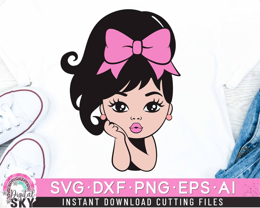 Ribbon Girl Svg, Little Princess Svg, Peekaboo Girl Svg, Caucasian Girl ...