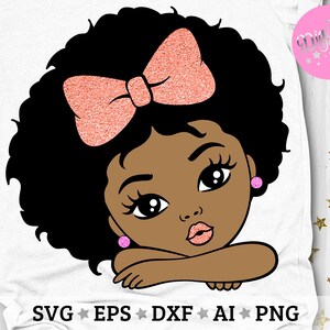 Ribbon Girl Svg, Peekaboo Girl Svg, Afro Puff Svg, Little Afro Girl Svg ...