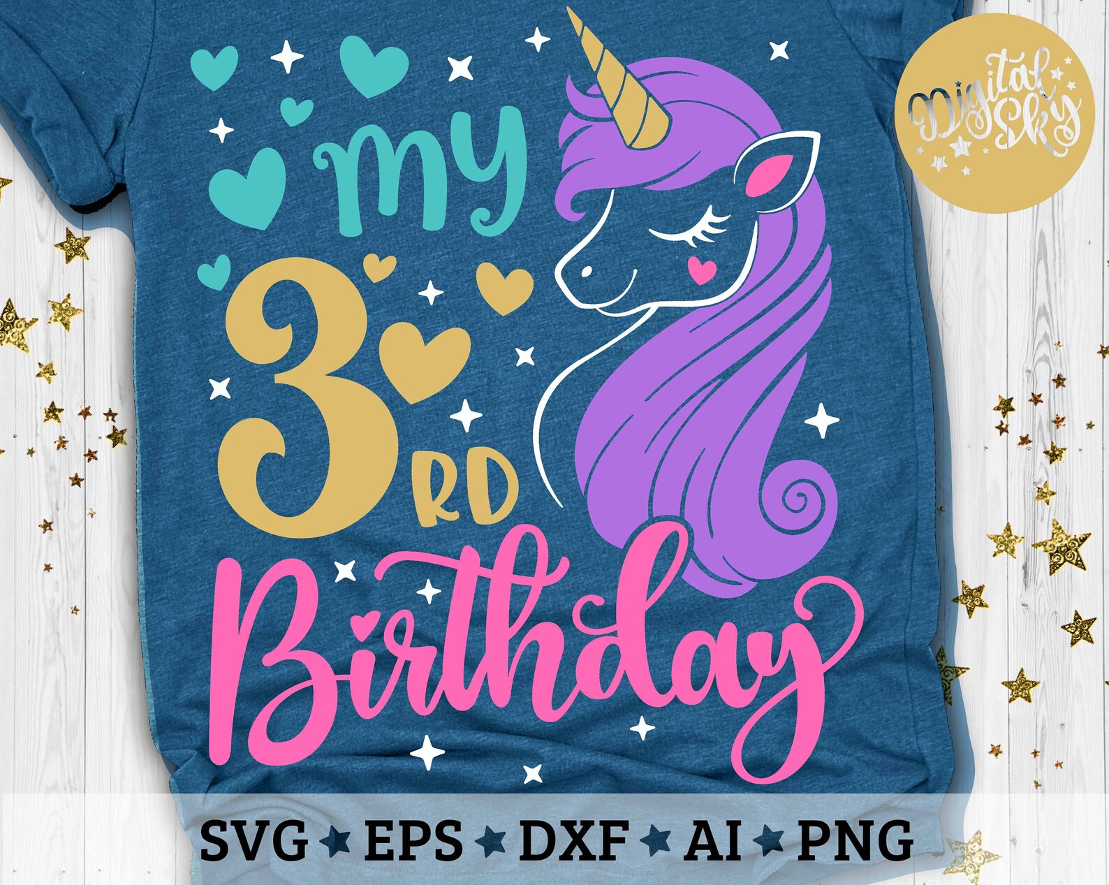 Buy My 3rd Birthday Svg Third Bday Svg Unicorn Birthday Svg Online in ...