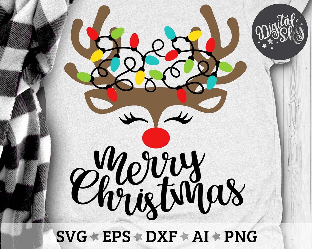 Christmas Lights Reindeer Svg, Xmas Lights Moose Svg, Christmas ...