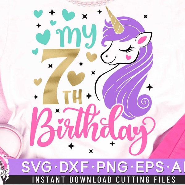 Unicorn 7th Birthday Svg - Etsy