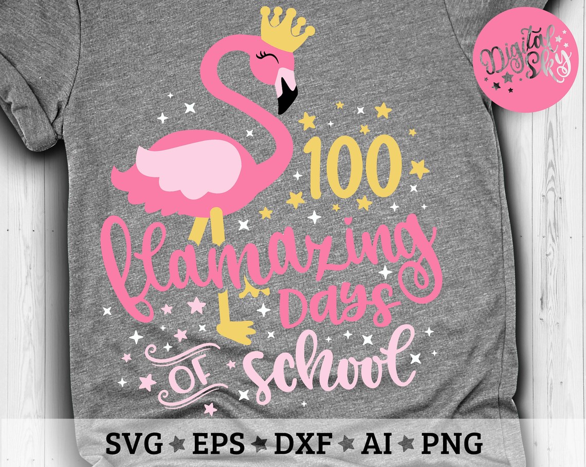 100 Flamazing Days of School Svg Flamingo School Svg | Etsy