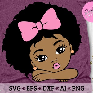 Ribbon Girl Svg, Peekaboo Girl Svg, Afro Puff Svg, Little Afro Girl Svg ...