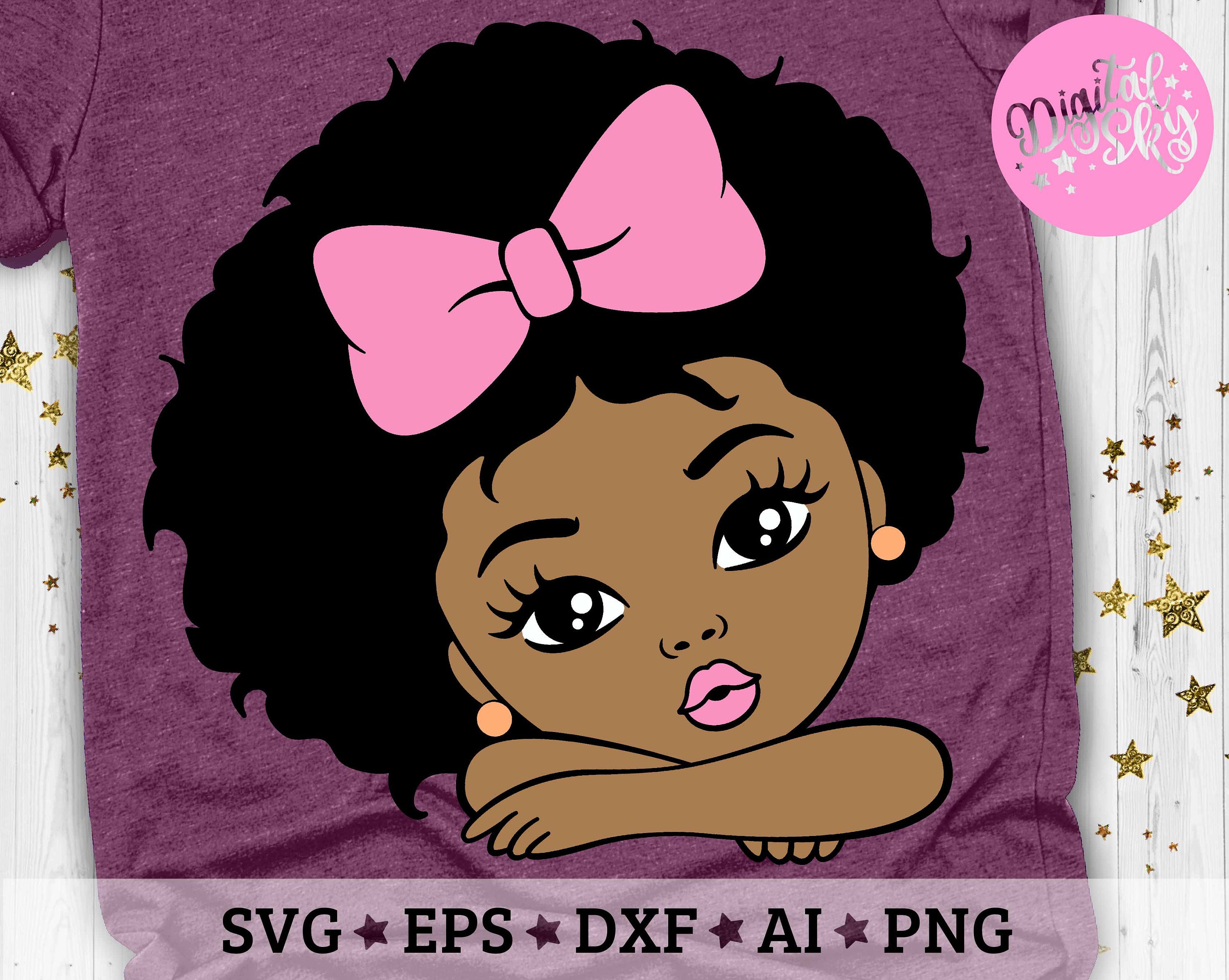 Ribbon Girl Svg Peekaboo Girl Svg Afro Puff Svg Little Afro - Etsy
