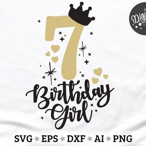 Seven Birthday Svg, Seventh Birthday Svg, 7th Birthday Svg, Number ...