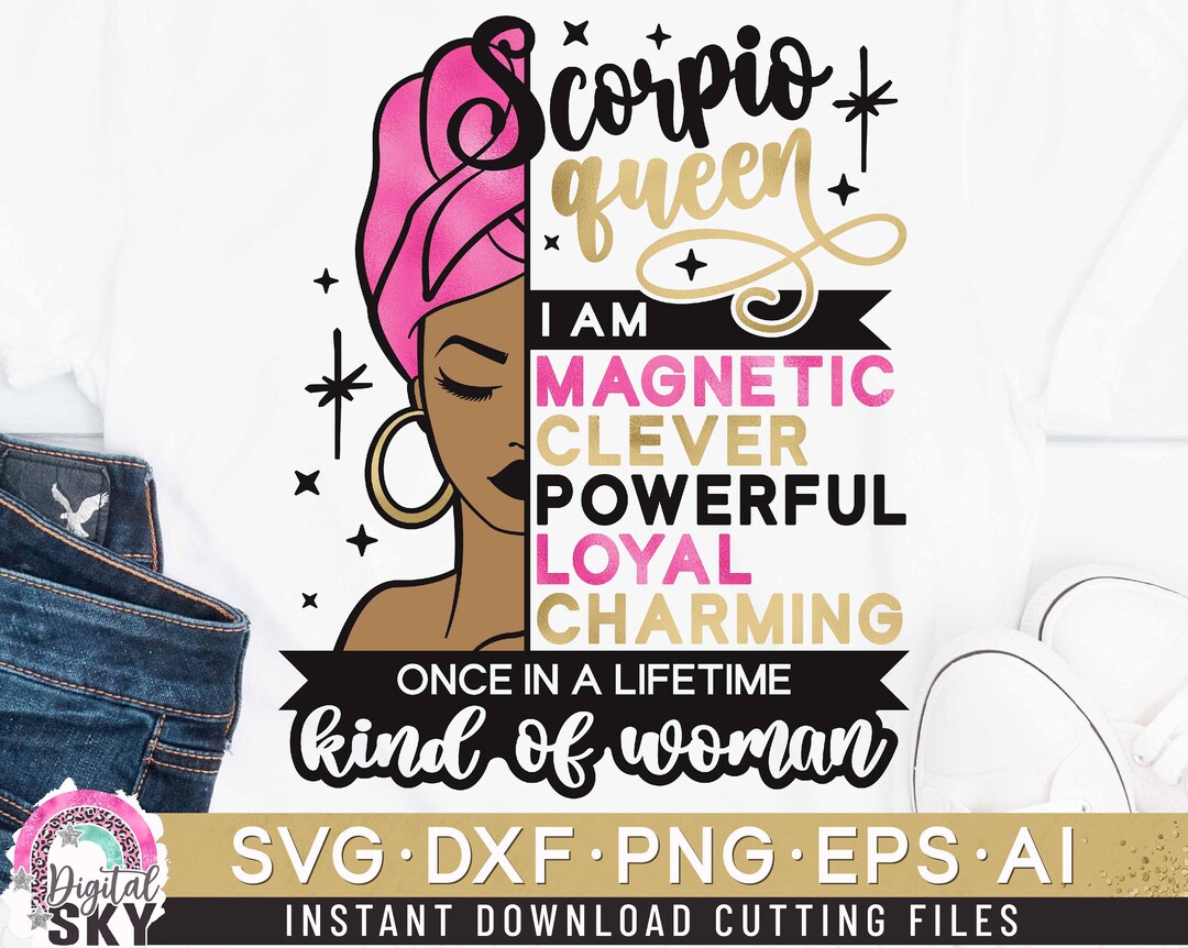 Scorpio Queen Svg, Birthday Queen Svg, Black Women Svg, Afro Girl Svg ...