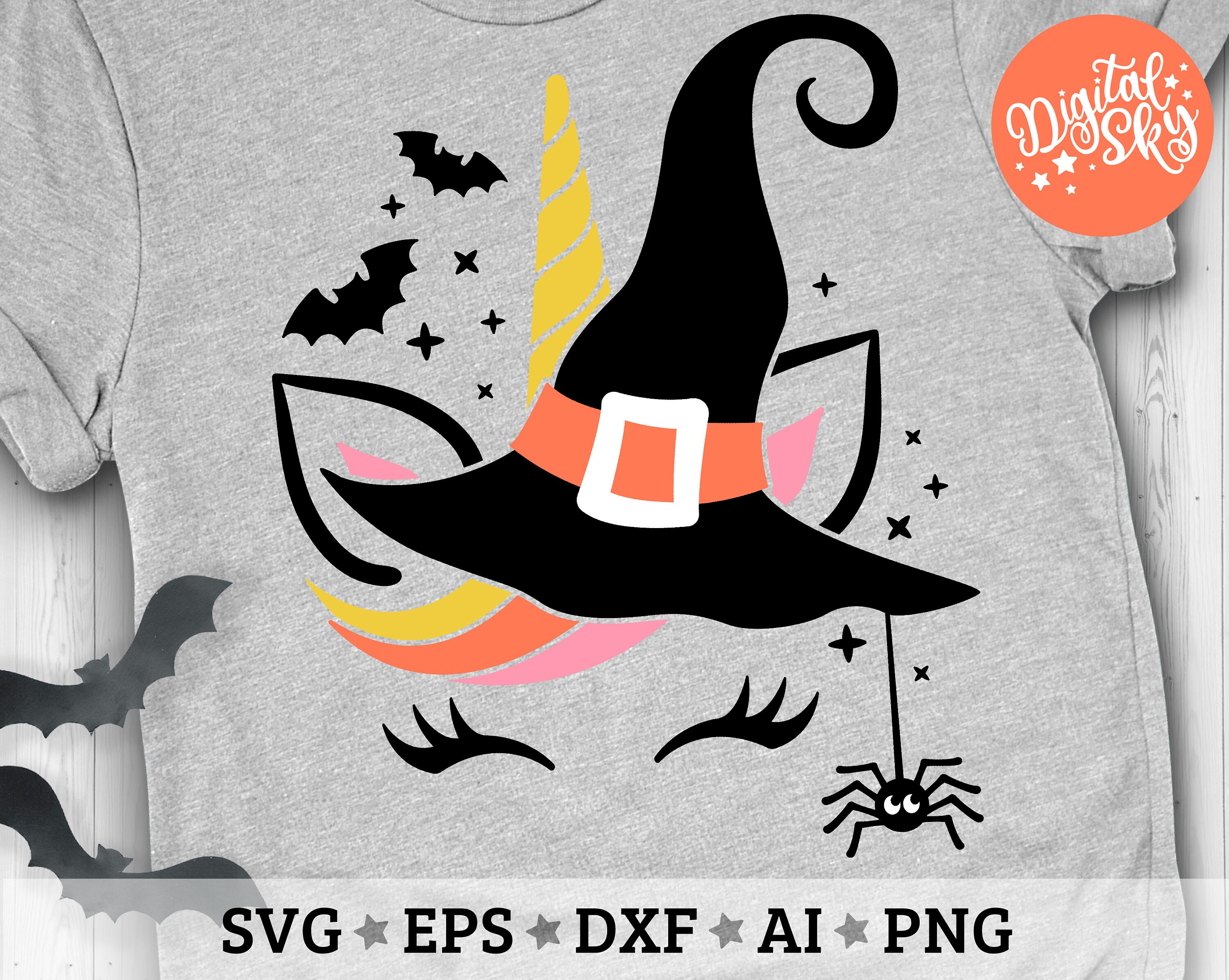 Halloween Unicorn Svg Unicorn Witch Svg Spider Witch Hat | Etsy