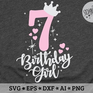 Seven Birthday Svg, Seventh Birthday Svg, 7th Birthday Svg, Number ...