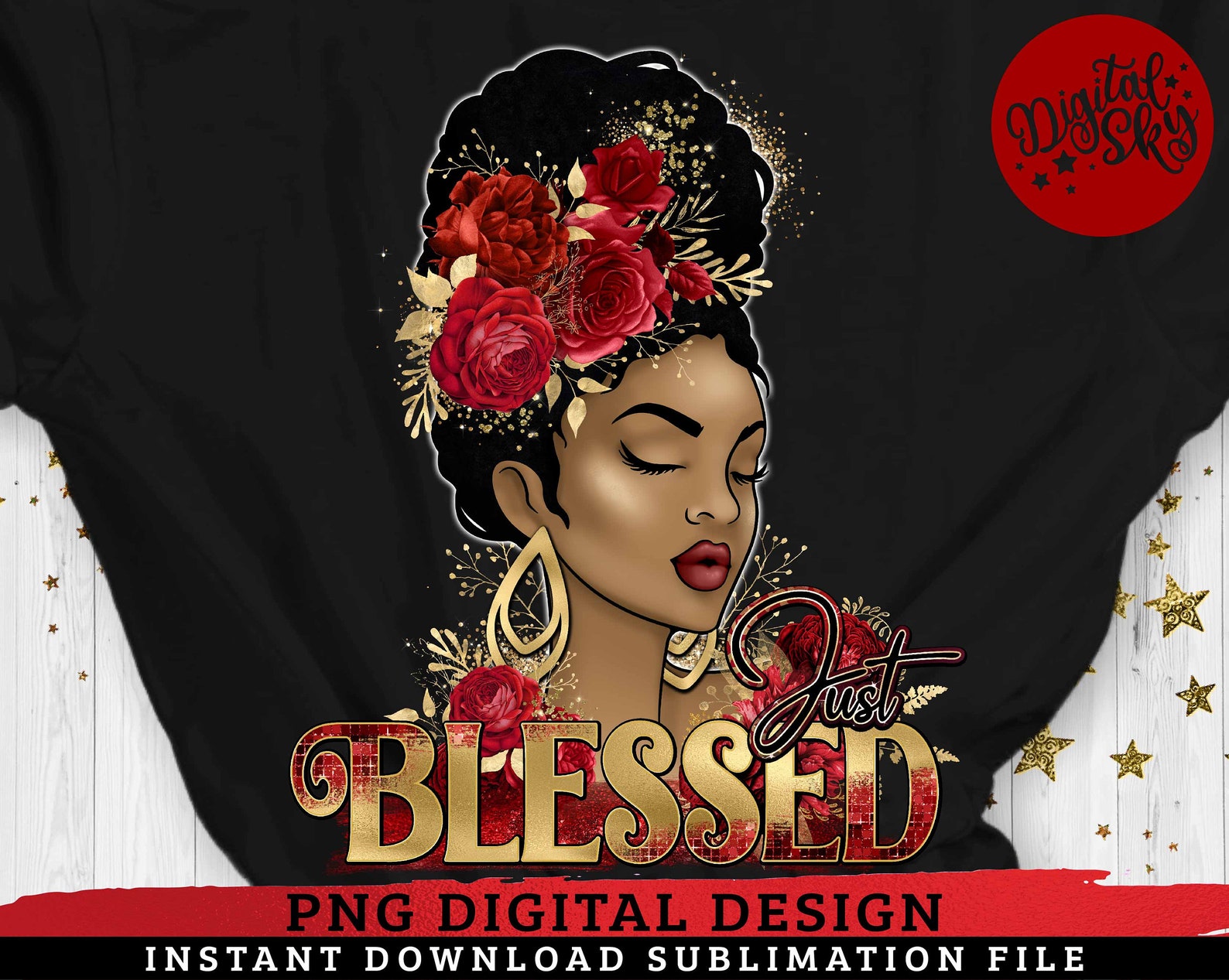 Just Blessed PNG Black Woman Religious PNG She is Strong - Etsy