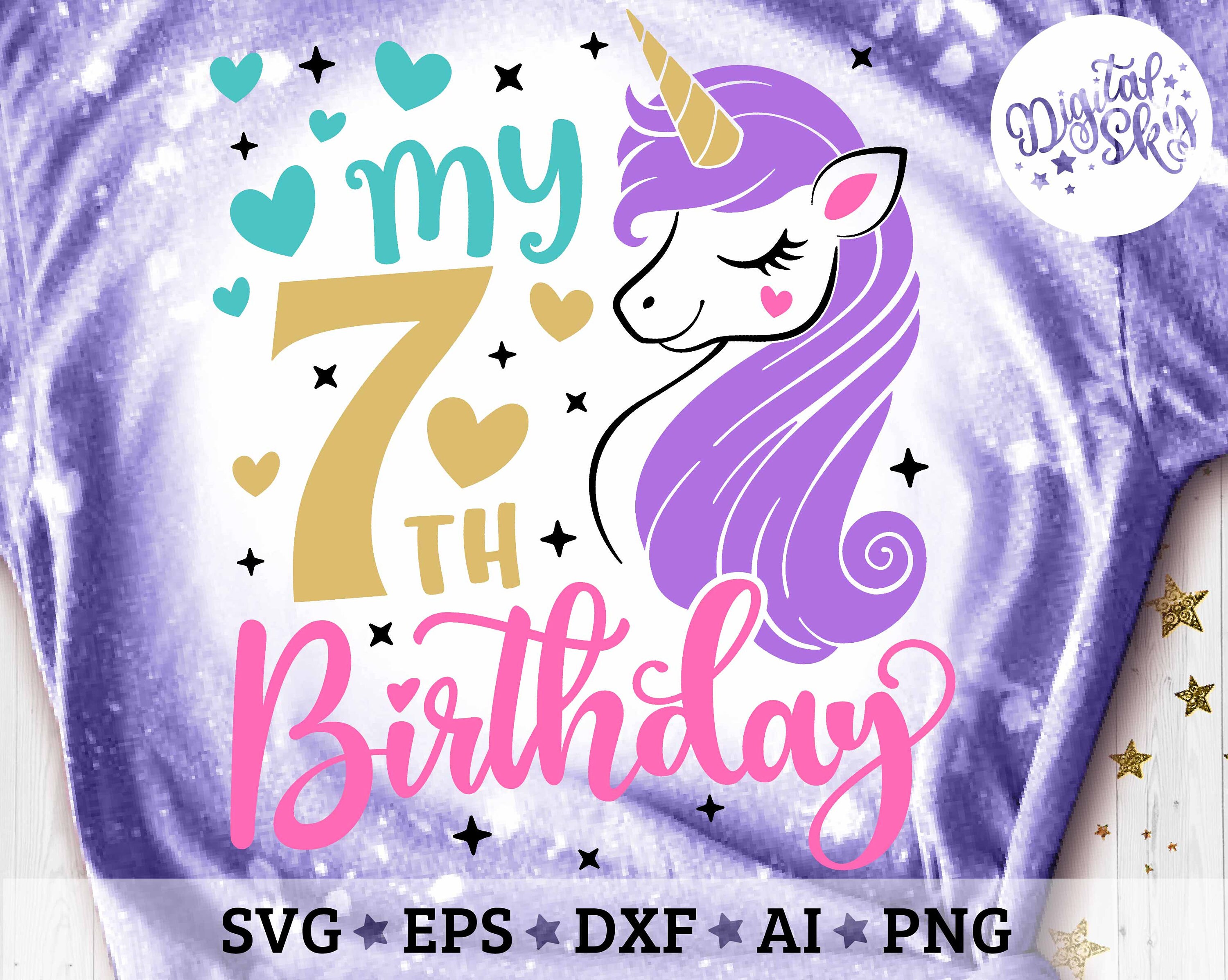 My 7th Birthday Svg Seventh Bday Svg Unicorn Birthday Svg - Etsy