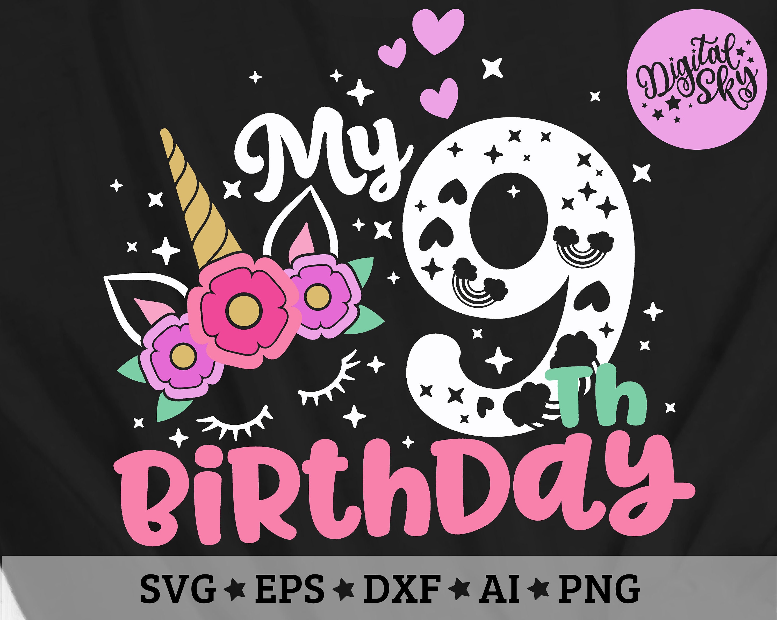 My 9th Birthday Svg Nine Birthday Svg Unicorn Birthday Svg | Etsy Canada