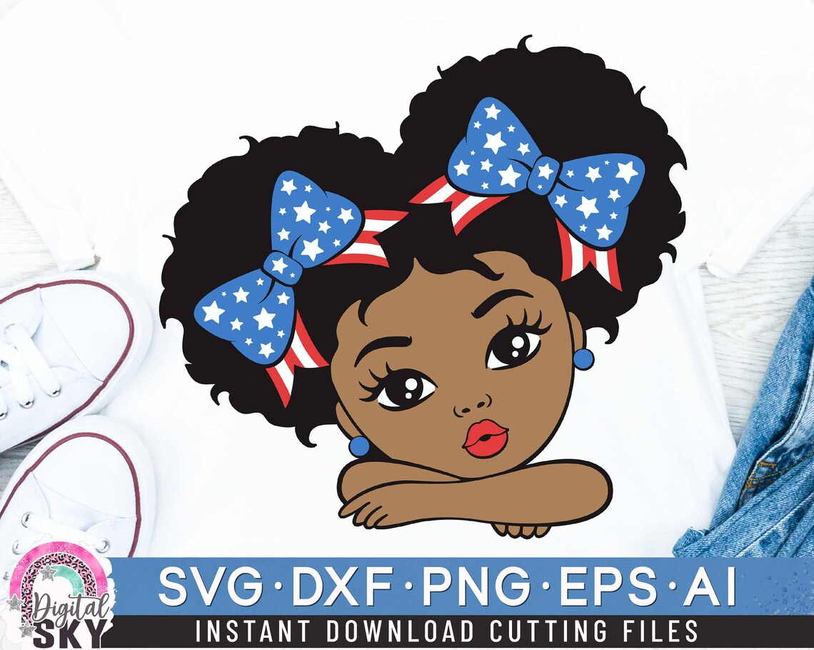Stars Strips Ribbon Girl Svg Peekaboo Girl Svg African - Etsy