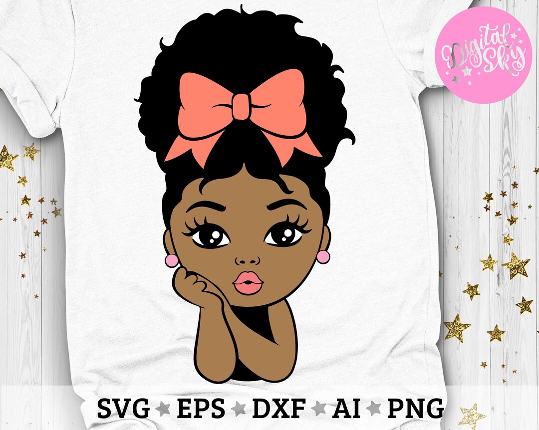 Ribbon Girl Svg, Peekaboo Girl Svg, Afro Puff Svg, Little Afro Girl Svg ...