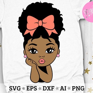 Ribbon Girl Svg, Peekaboo Girl Svg, Afro Puff Svg, Little Afro Girl Svg ...