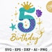Mermaid 5th Birthday Svg, Five Mermaid Number Svg - Etsy