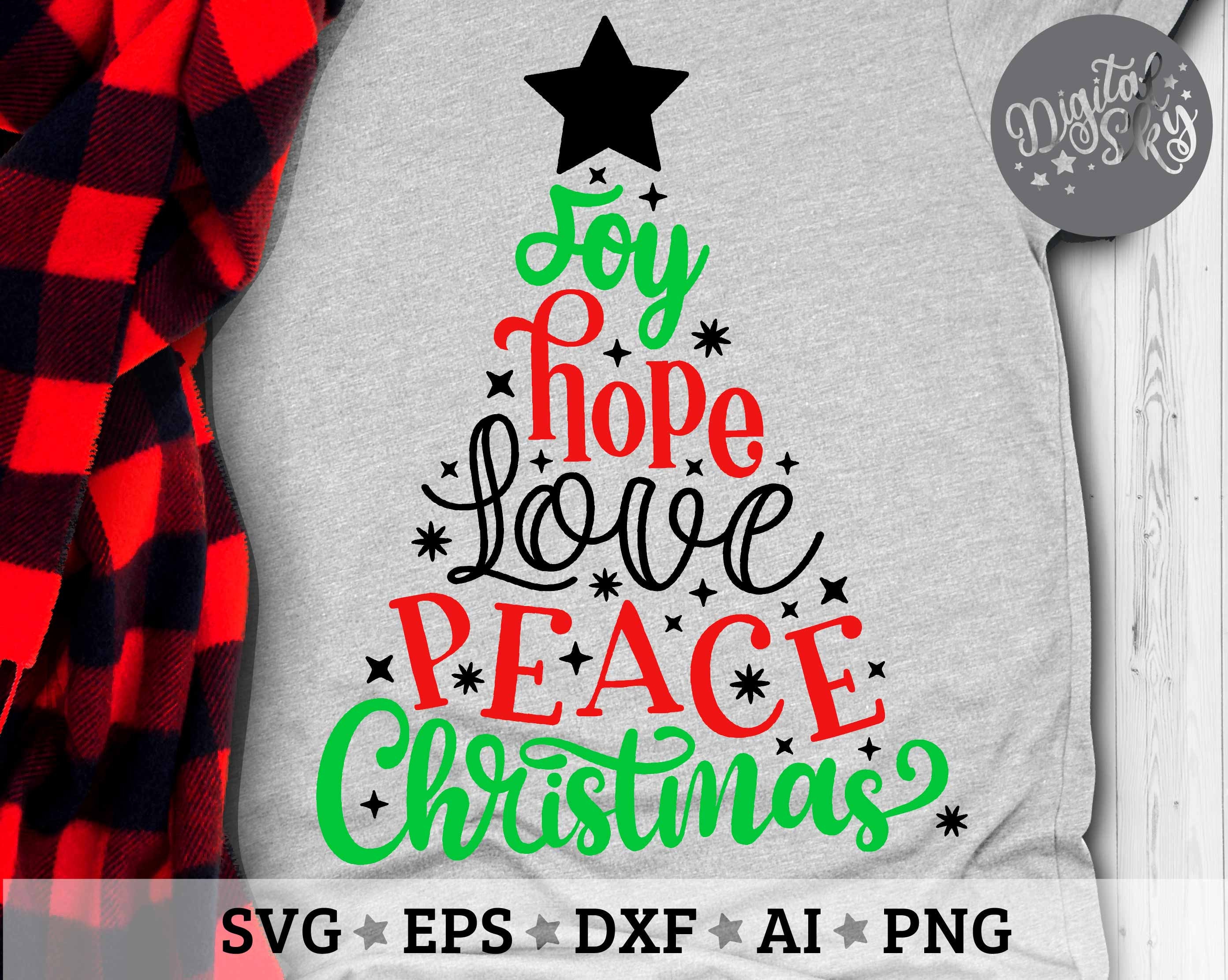 Joy Hope Love Peace Christmas Svg Christmas Tree of Words | Etsy