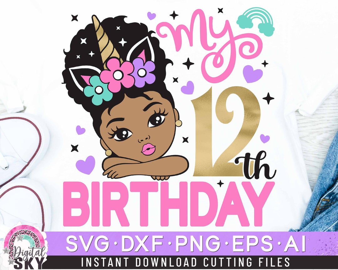 My 12th Birthday Svg, Unicorn Birthday Svg, Unicorn Svg, Peekaboo Girl ...