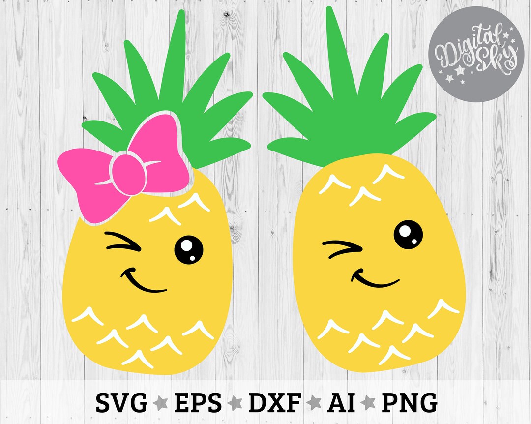 Pineapple Wink Svg Cute Pineapple Svg Pineapple Svg Kawaii - Etsy
