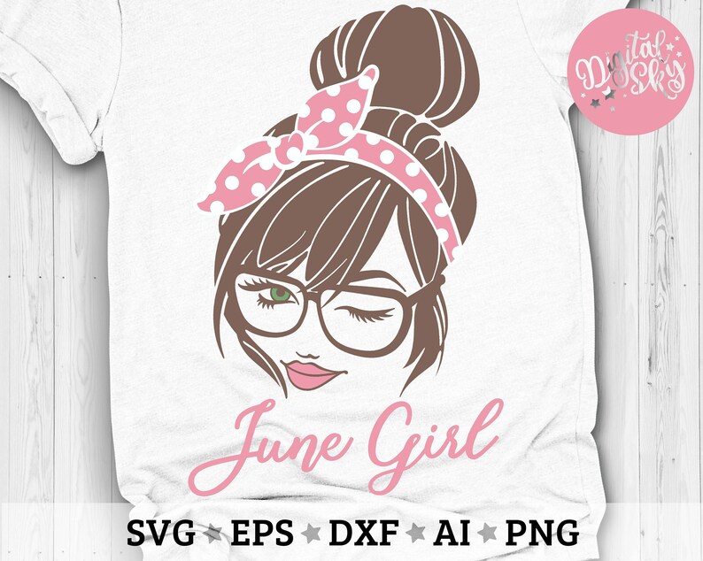 June Girl Svg June Birthday Svg Eye Lashes Girl Svg Face - Etsy