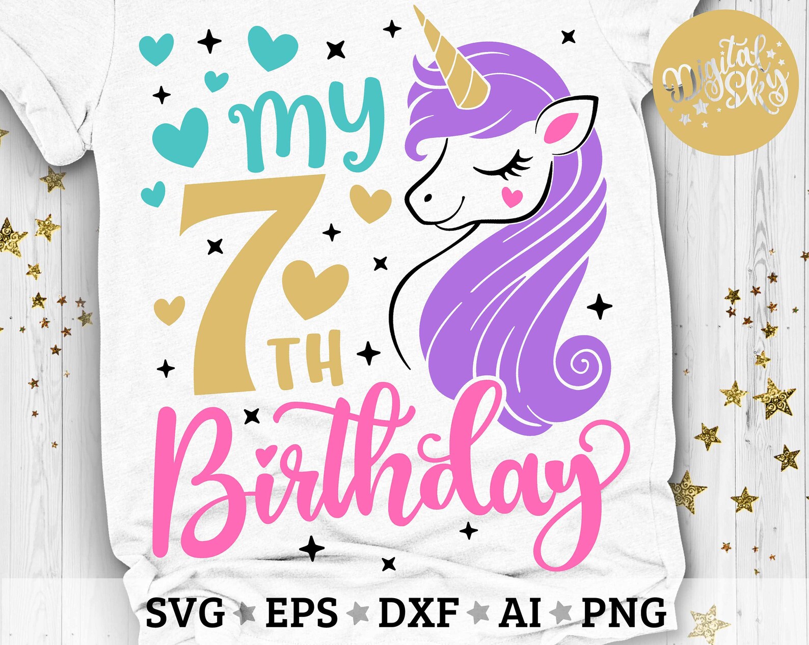 My 7th Birthday Svg Seventh Bday Svg Unicorn Birthday Svg - Etsy