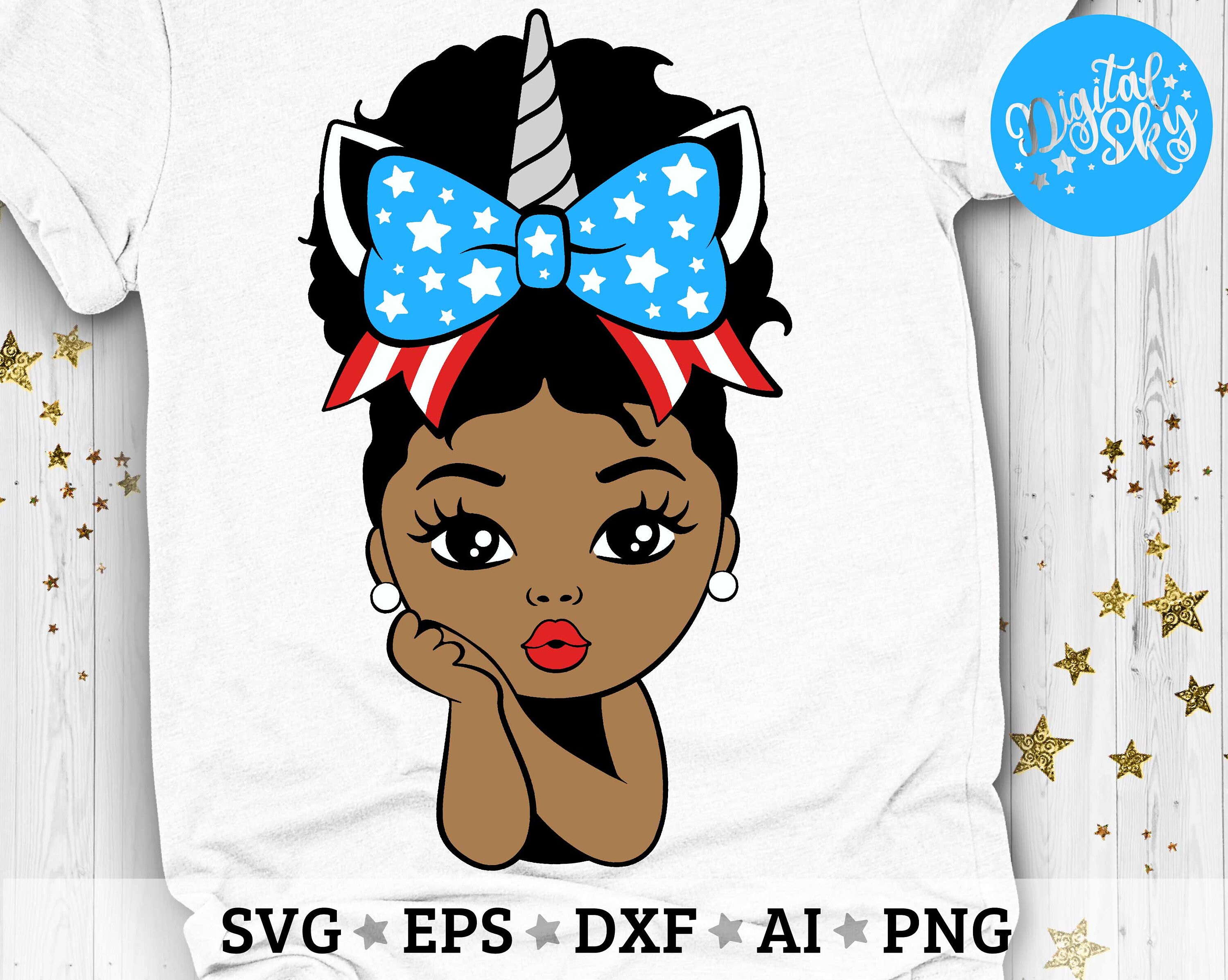 USA Sunflower Girl Svg Peekaboo Girl Svg African American | Etsy