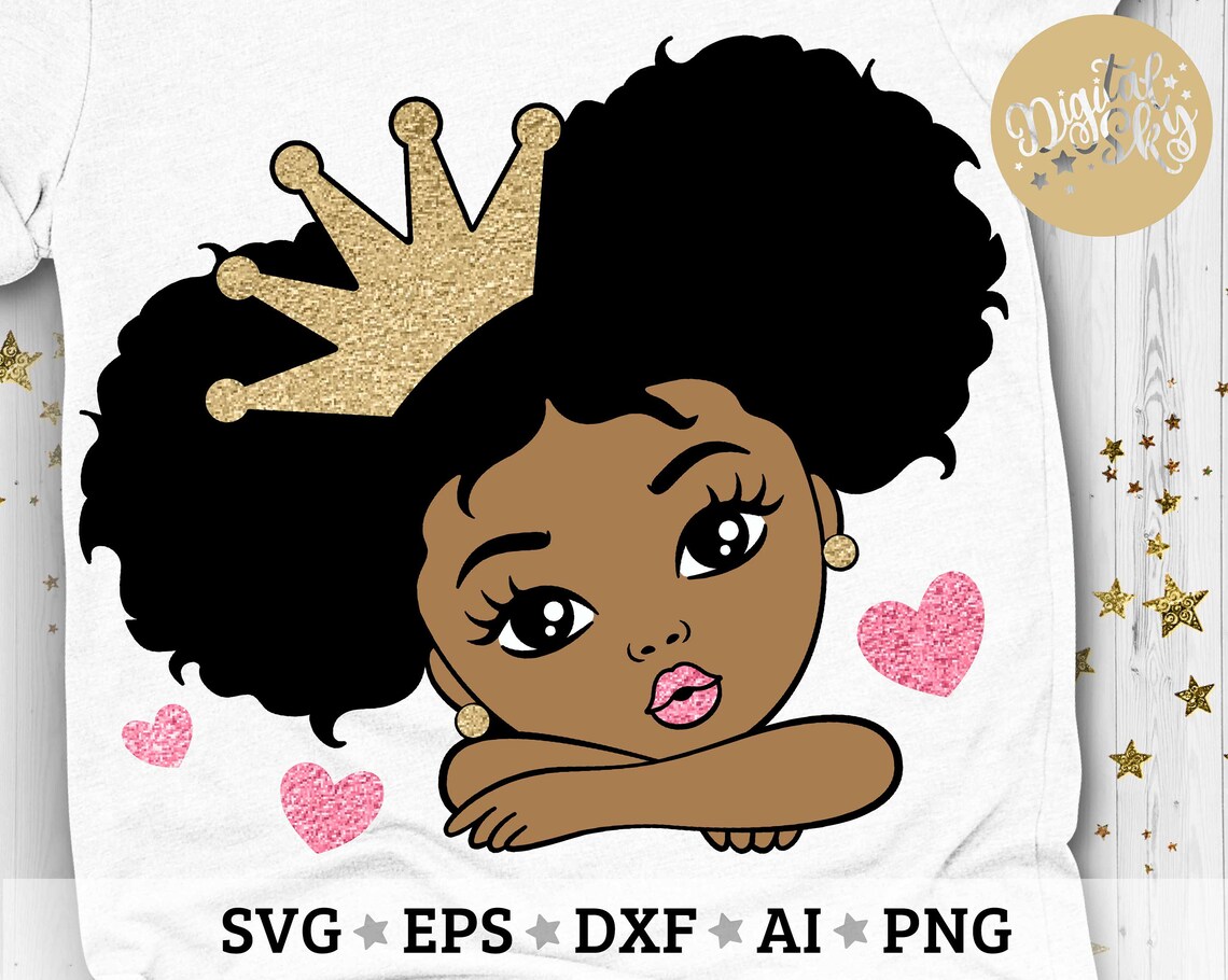 Afro Princess Svg Peekaboo Girl Svg Afro Puff Svg Afro - Etsy