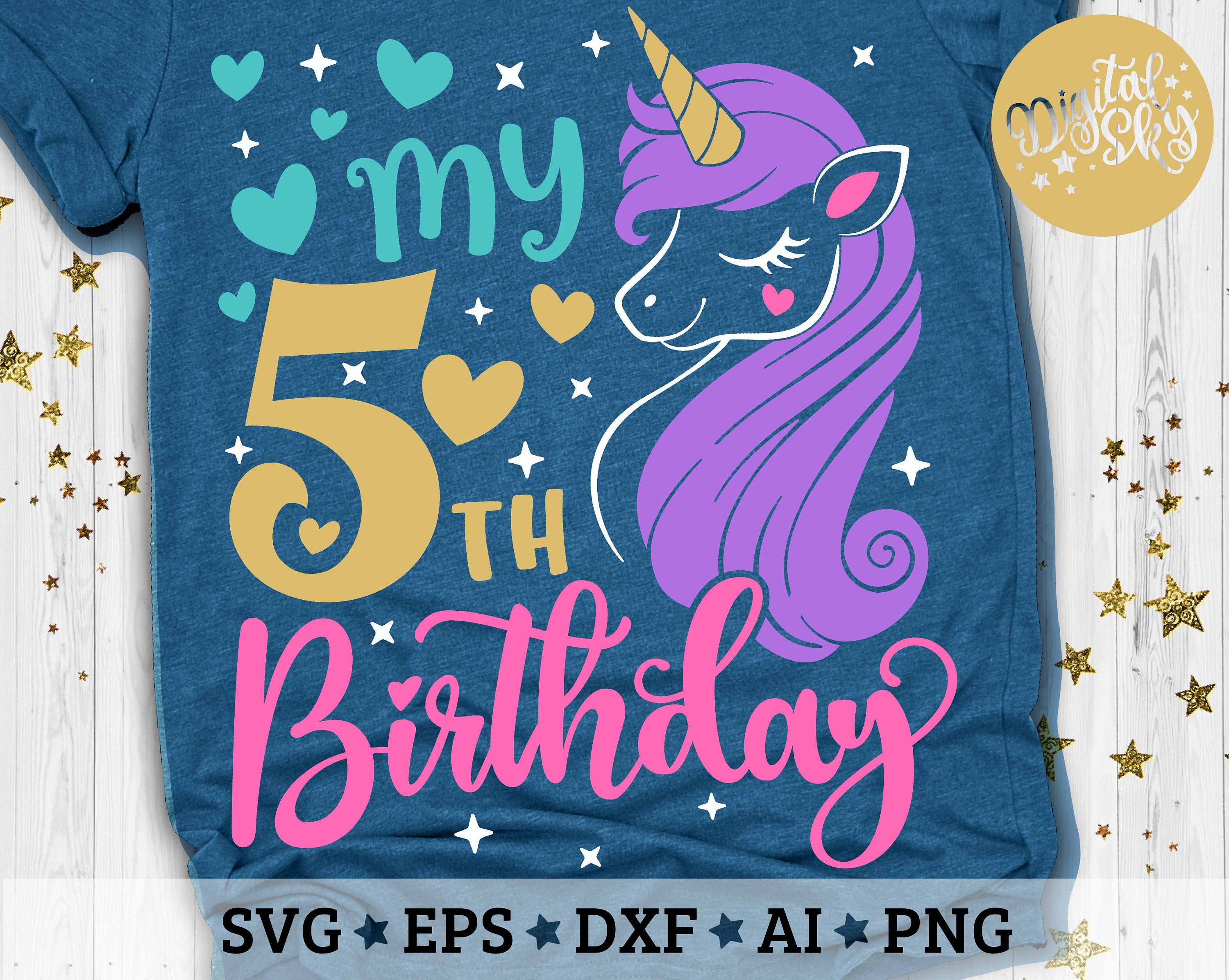 My 5th Birthday Svg Fifth Bday Svg Unicorn Birthday Svg - Etsy