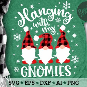 Hanging With My Gnomies Svg, Plaid Pattern Hat Gnome Svg, Christmas ...