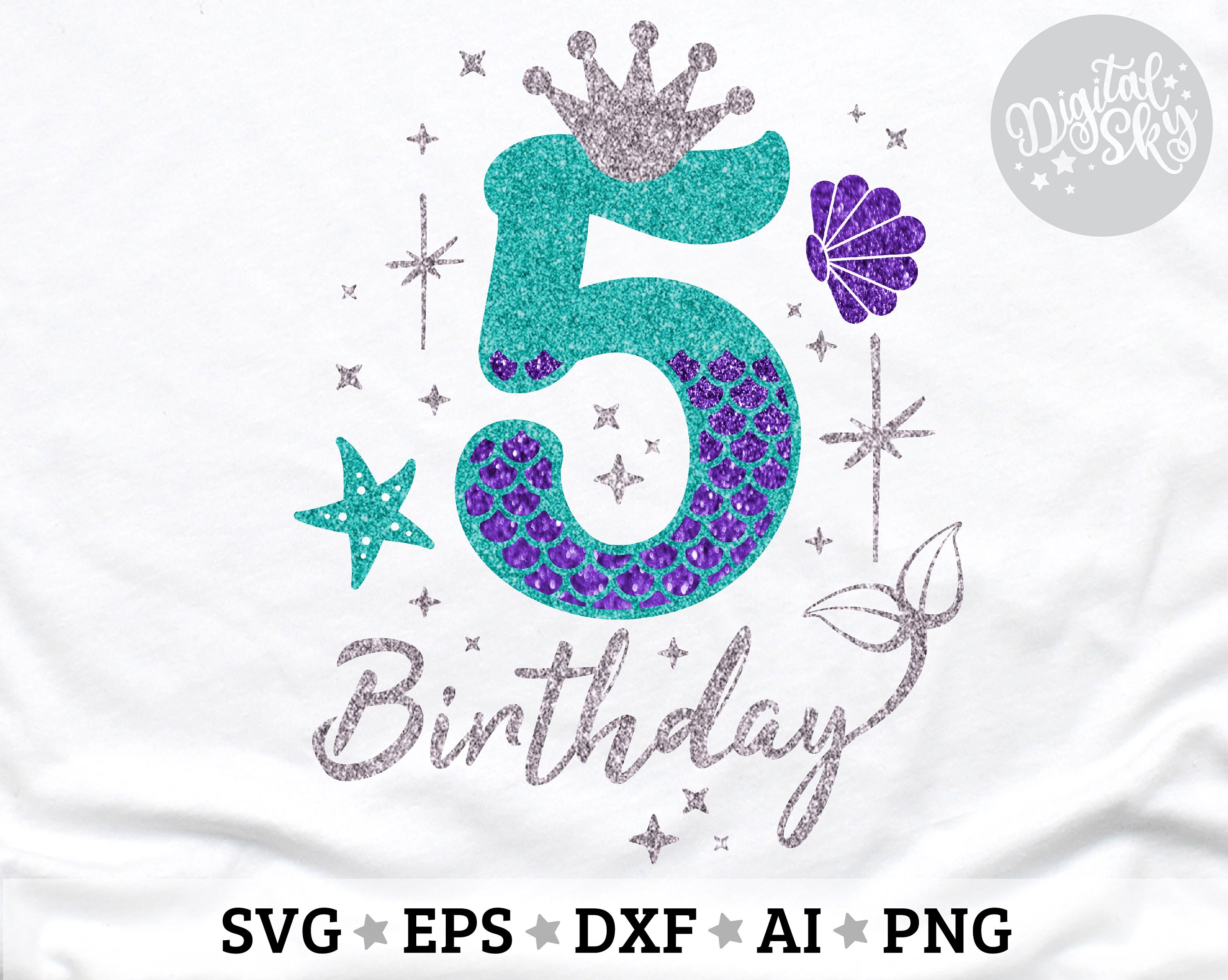 Mermaid 5th Birthday Svg Five Mermaid Number Svg - Etsy Israel