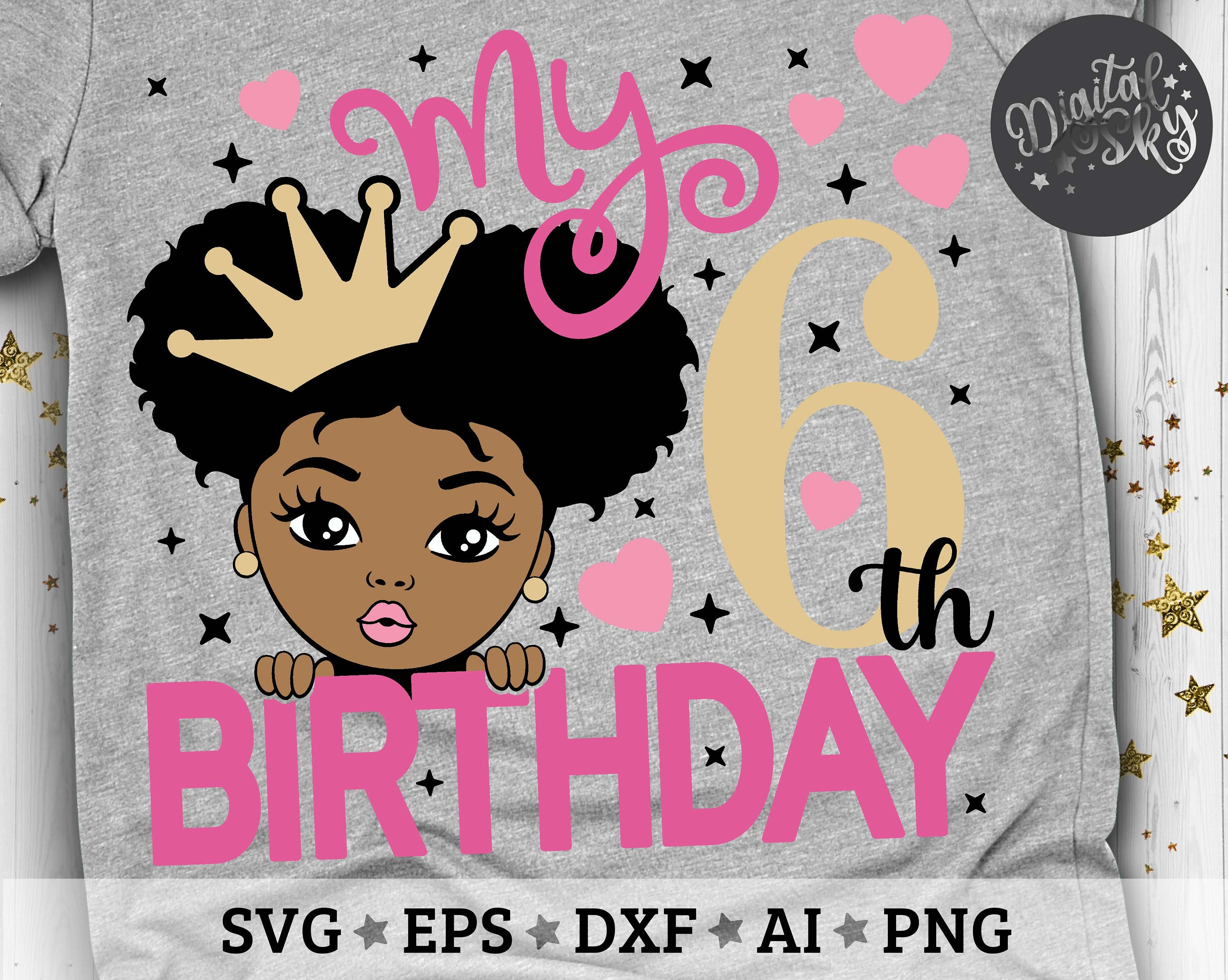 My 6th Birthday Svg Sixth Bday Svg Peekaboo Girl Svg Afro - Etsy