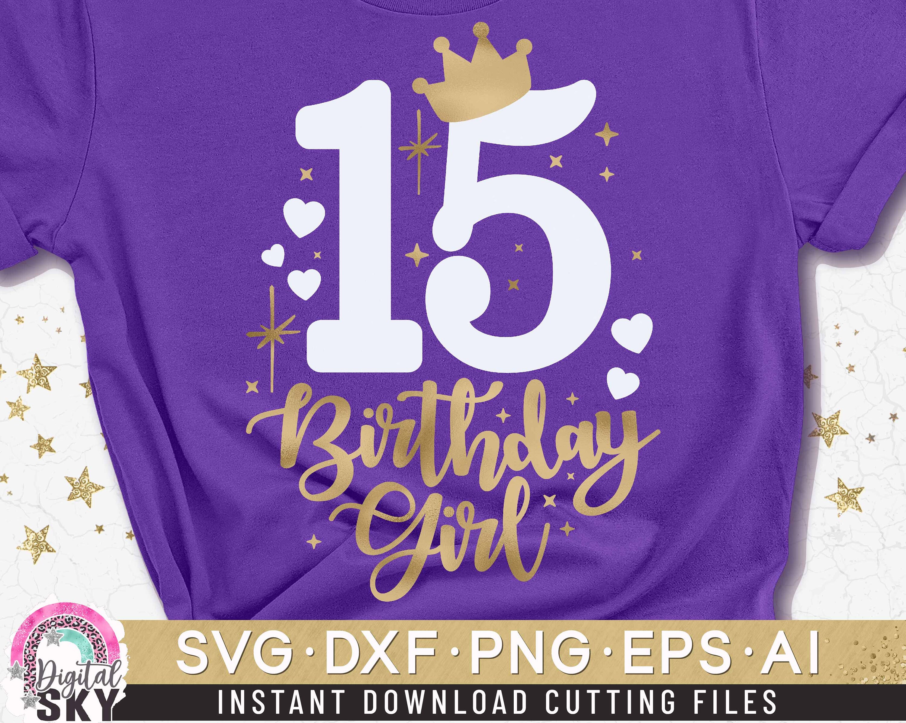 15 cumpleaños Svg 15 cumpleaños niña Svg número quince Svg - Etsy México