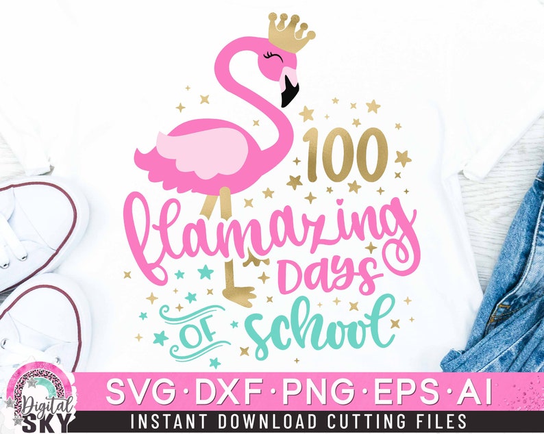 100 Flamazing Days of School Svg Flamingo School Svg - Etsy