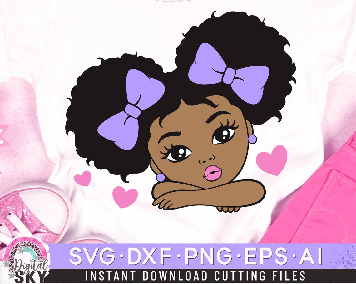 Ribbon Girl Svg Peekaboo Girl Svg Afro Puff Svg Little Afro - Etsy