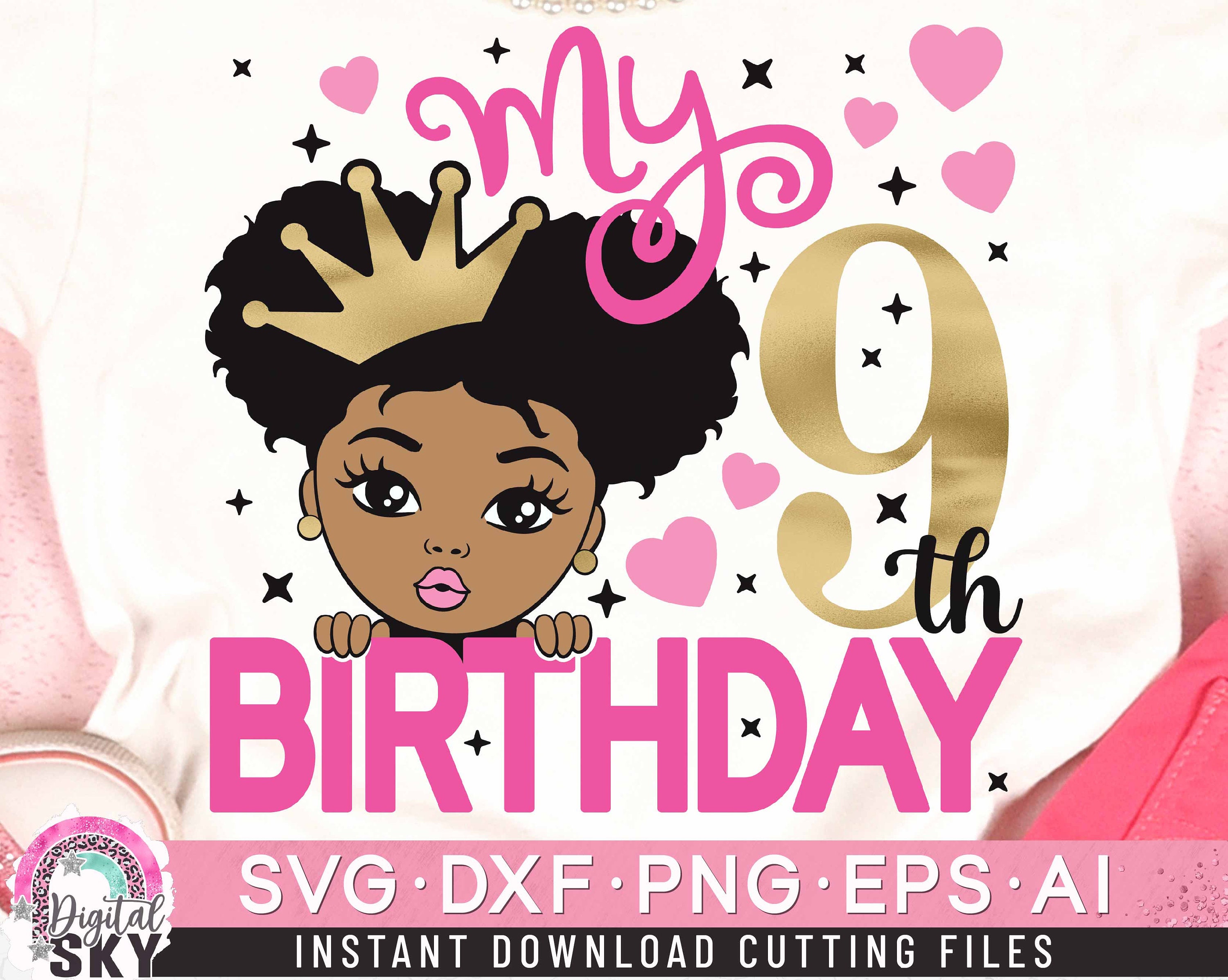 My 9th Birthday Svg Ninth Bday Svg Peekaboo Girl Svg - Etsy