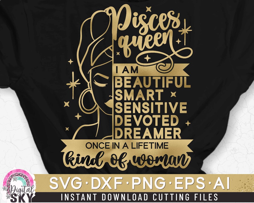 Pisces Queen Svg, Birthday Queen Svg, Black Women Svg, Afro Girl Svg ...
