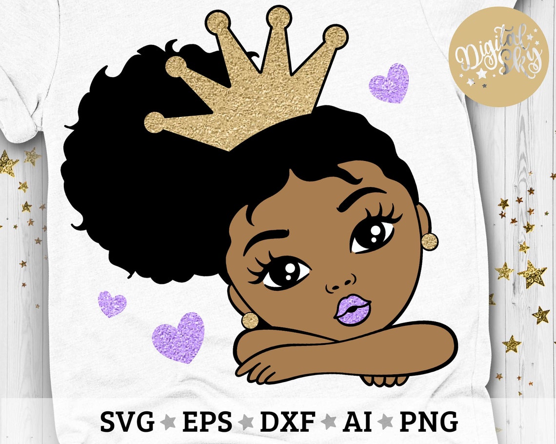 Afro Princess Svg Peekaboo Girl Svg Afro Puff Svg Afro - Etsy