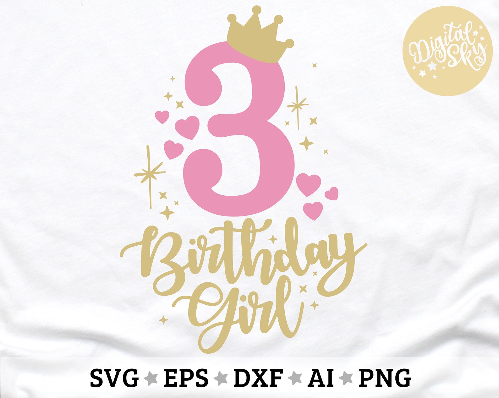Three Birthday Svg Third Birthday Svg 3rd Birthday Svg | Etsy