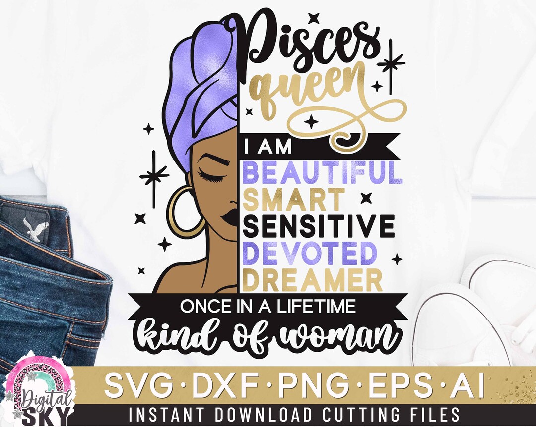 Pisces Queen Svg, Birthday Queen Svg, Black Women Svg, Afro Girl Svg ...