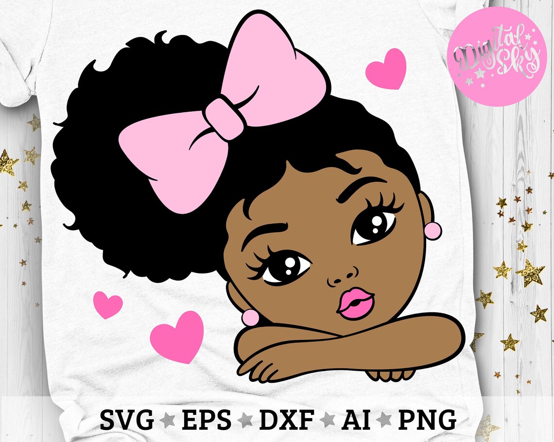 Ribbon Girl Svg Peekaboo Girl Svg Afro Puff Svg Little Afro - Etsy