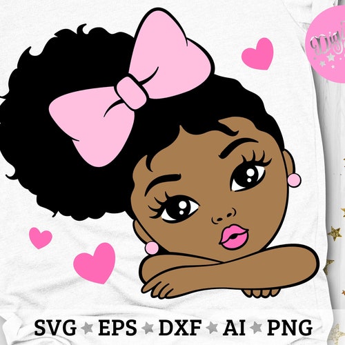 Ribbon Girl Svg Peekaboo Girl Svg Afro Puff Svg Little Afro - Etsy
