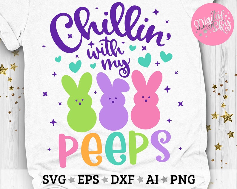 Chillin With My Peeps Svg Easter Bunny Svg Bunny Rainbow - Etsy