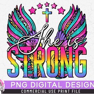 She is Strong PNG, Wings Retro, Print File for Sublimation or Print ...