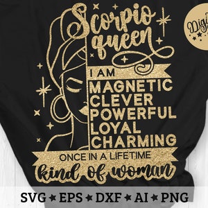 Scorpio Queen Svg Birthday Queen Svg Black Women Svg Afro - Etsy